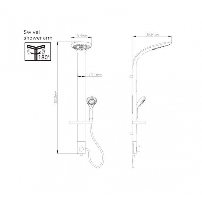 Душевая система RGW Gllon SL 095 LR-A (07010950-05) с LED подсветкой ...